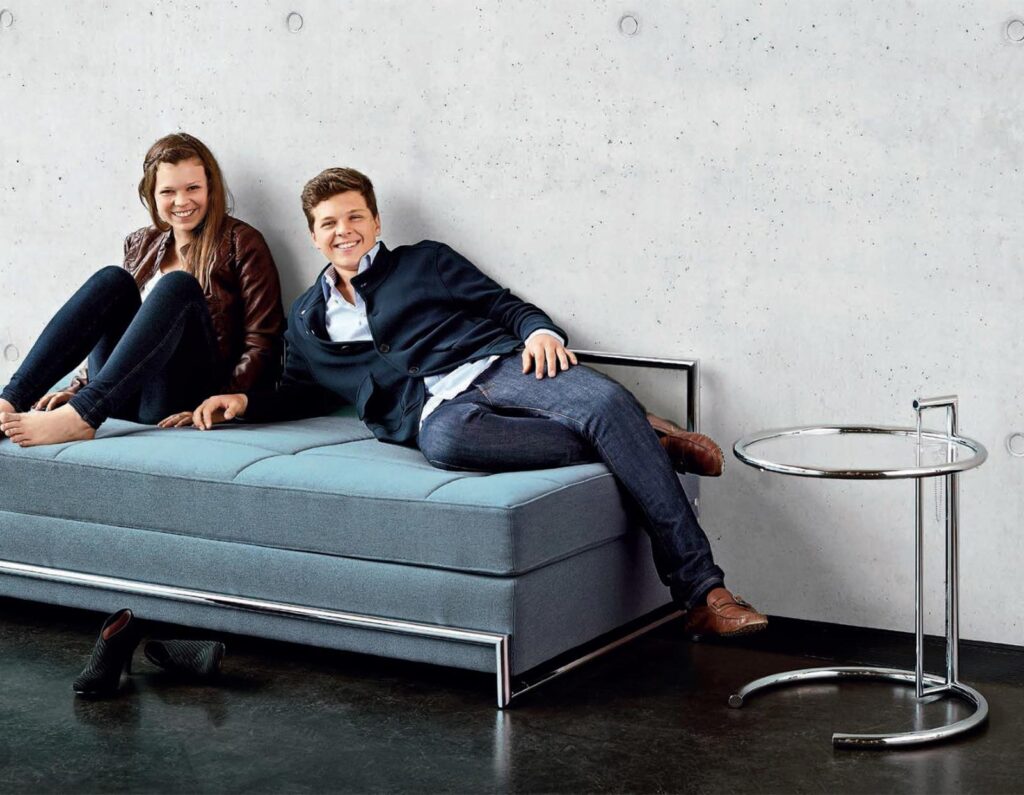 PAIR OF LOW TABLES Adjustable table E 1027 CLASSICON Eileen Gray, 1927 ...